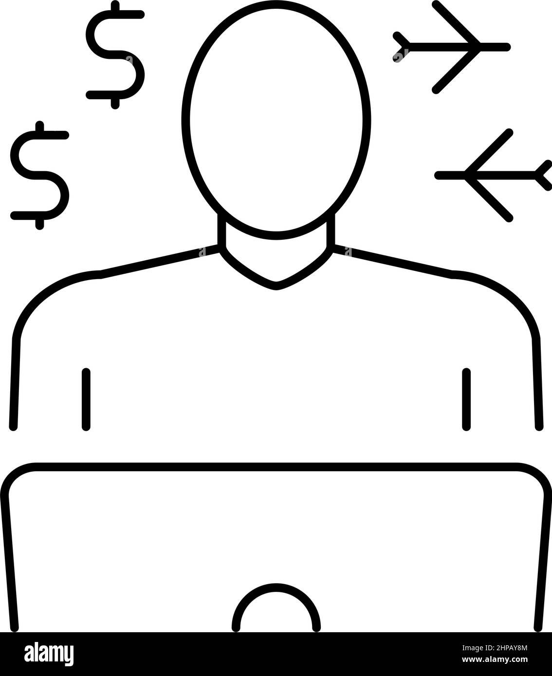 freelancer working and travelling line icon vector illustration Stock ...