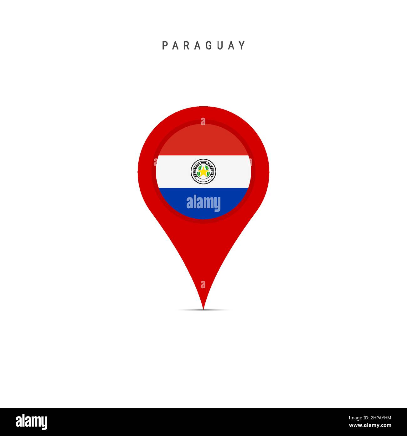 Teardrop map marker with flag of Paraguay. Paraguayan flag inserted in ...
