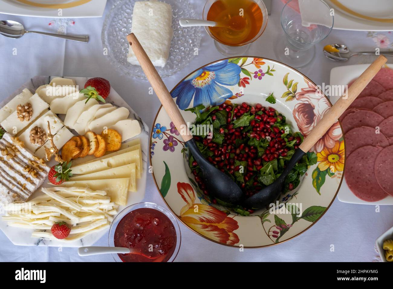 Traditional Turkish breakfast at home with family, brunch on sunday ...
