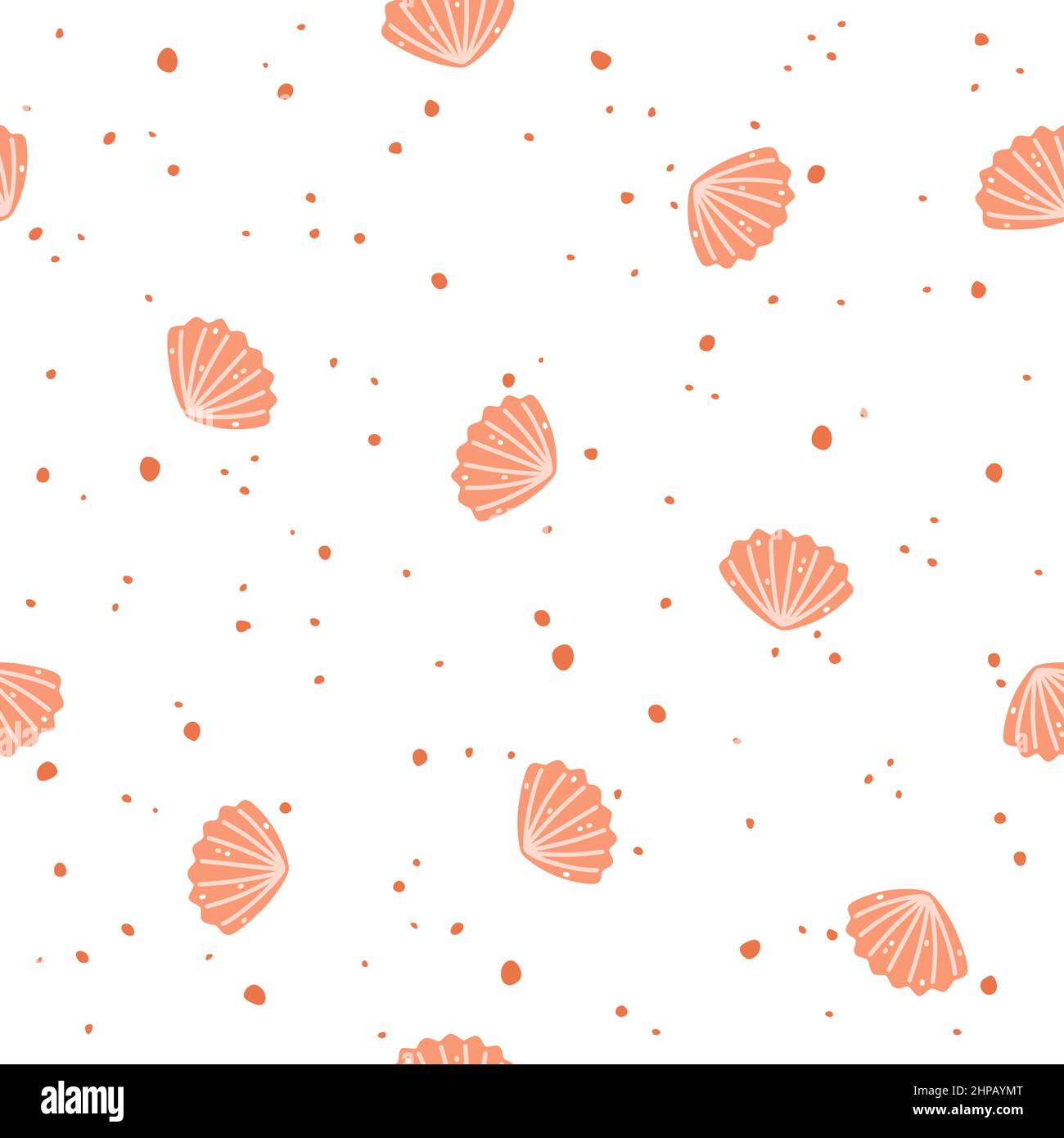Pink seashells on a white background. Vector Seamless pattern Stock ...