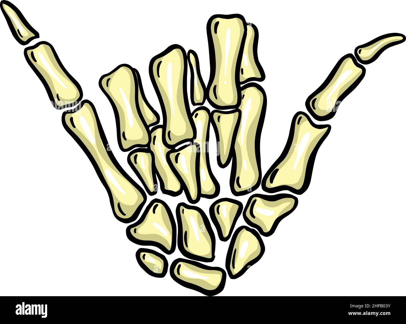 Cartoon Skeleton Hand Gesture Illustration Vector for Halloween Stock ...