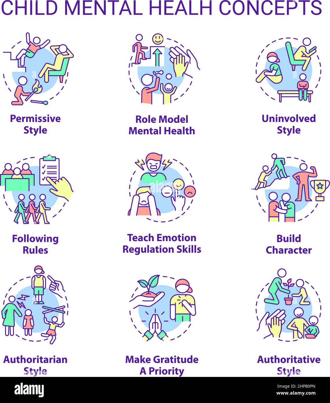 Child mental health concept icons set Stock Vector Image & Art - Alamy