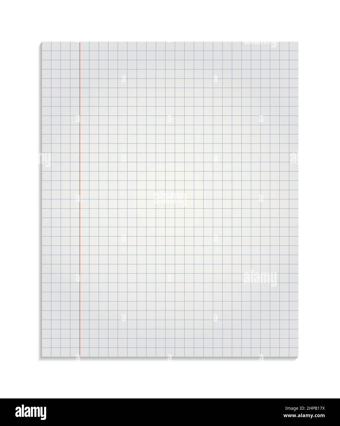 Realistic sheet of squared paper from a exercise book, paper torn from ...
