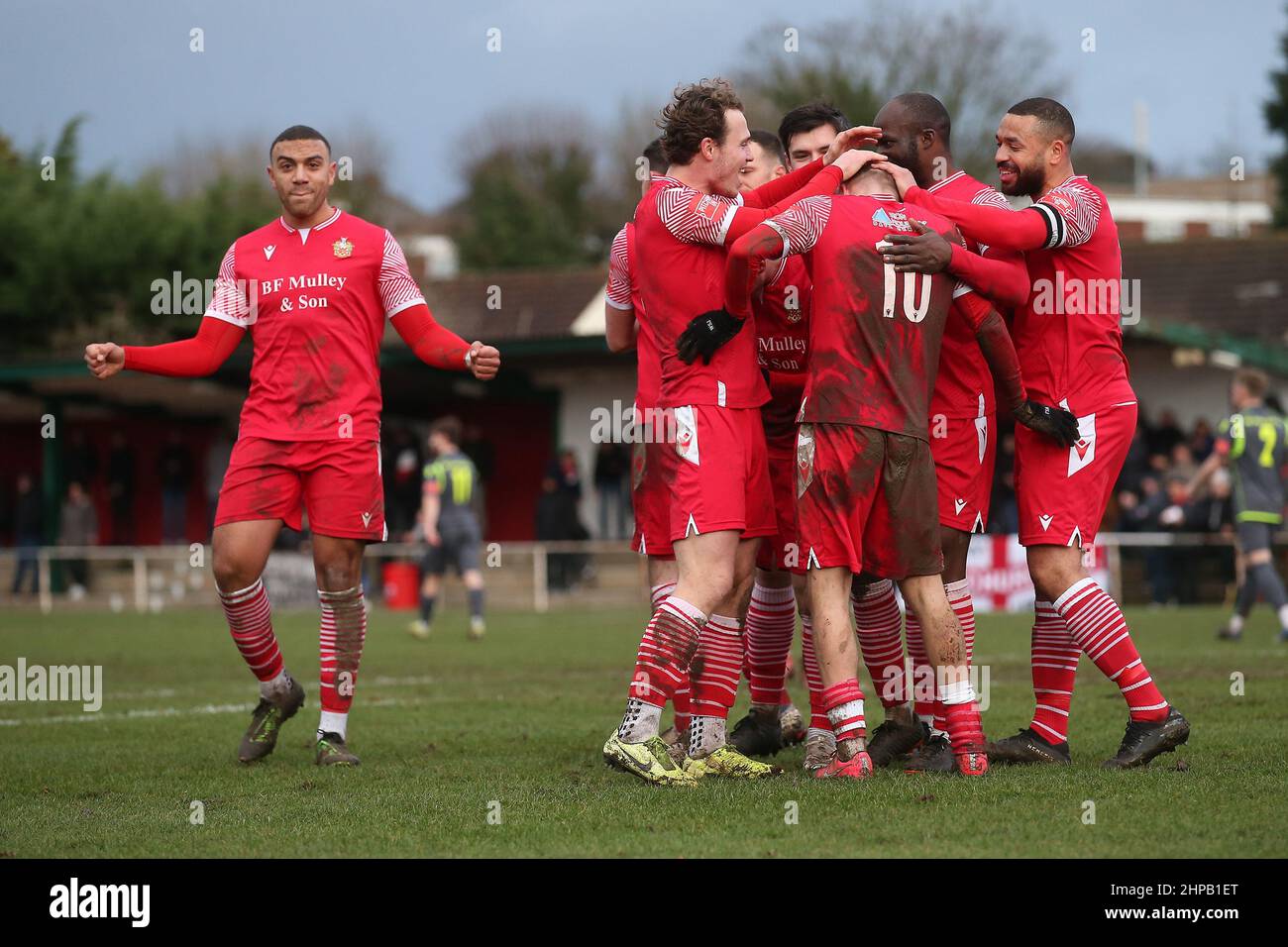 Liam Nash of Hornchurch scores the fourth goal for his team and ...