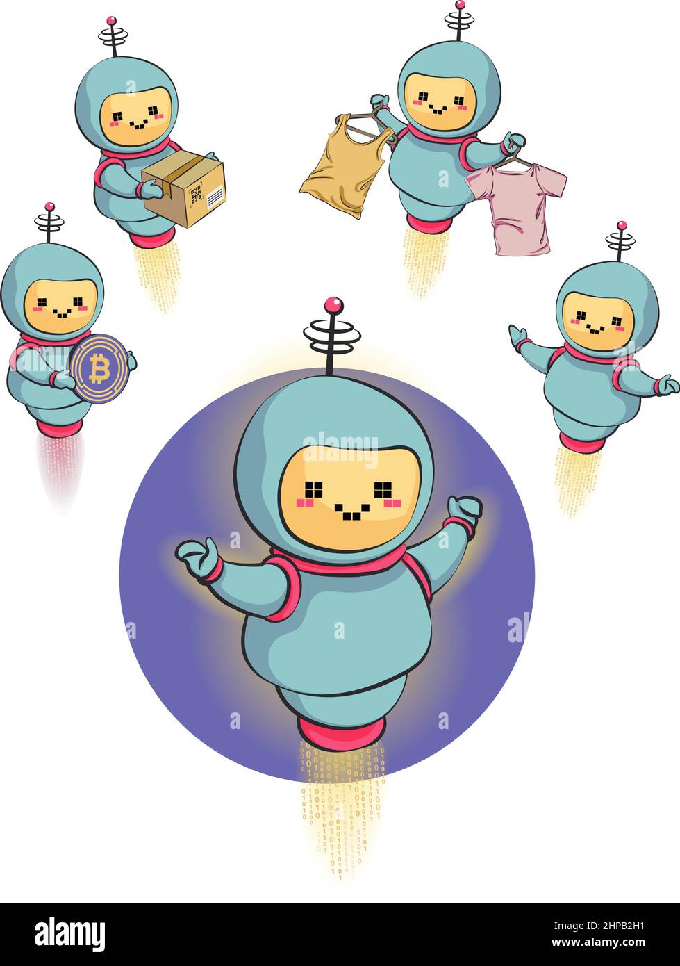 Metaphor chat bot icons set. Information engineering, artificial ...