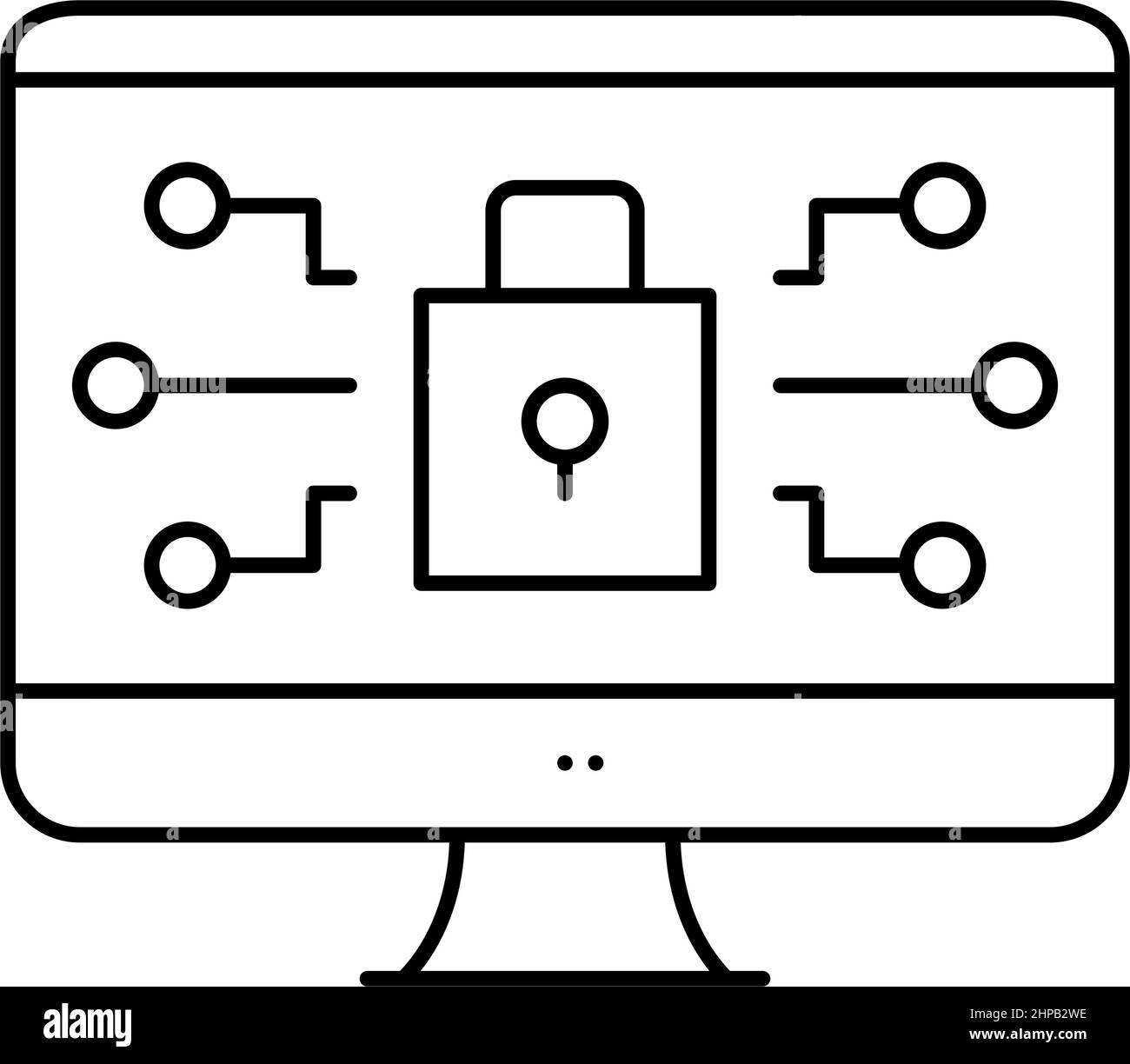 computer security line icon vector illustration Stock Vector Image ...