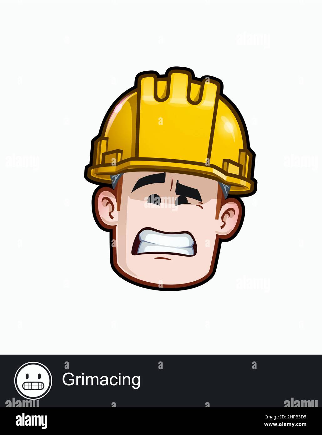 Icon of a construction worker face with Grimacing emotional expression ...