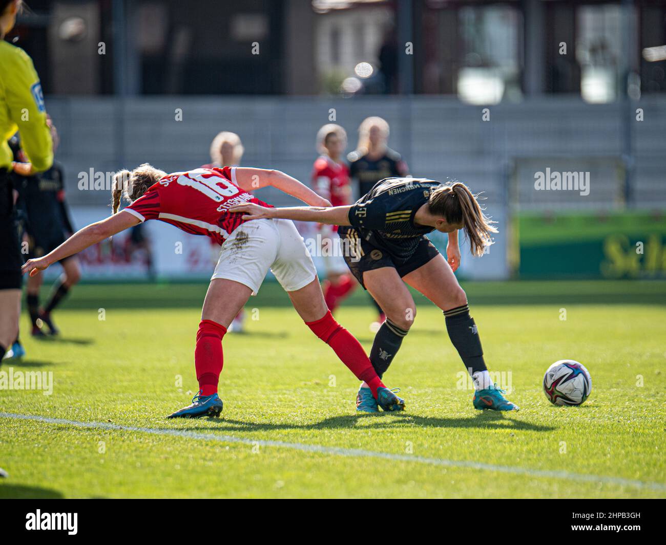 Stegeman, Greta (16 SC Freiburg) and Klara Bühl (17 FC Bayern München) in Action at the 14 ...