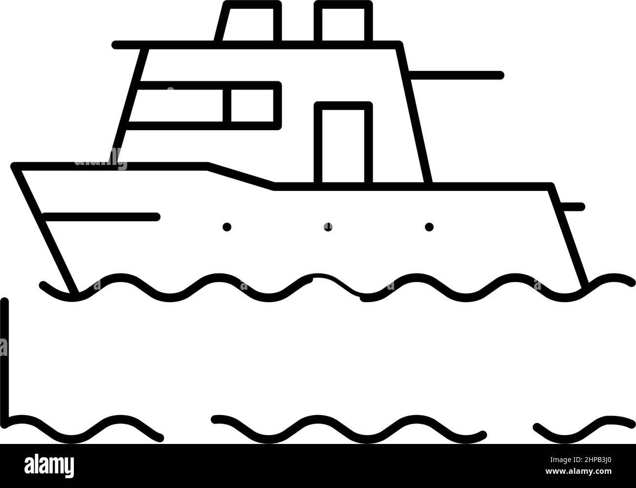 boat floating in sea line icon vector illustration Stock Vector Image ...