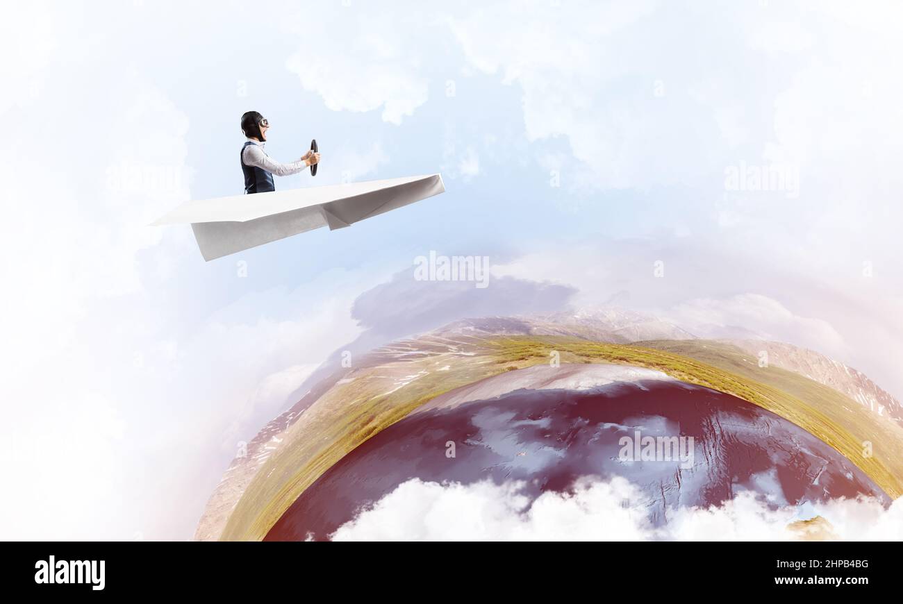 Aviator having fun in aircraft Stock Photo - Alamy