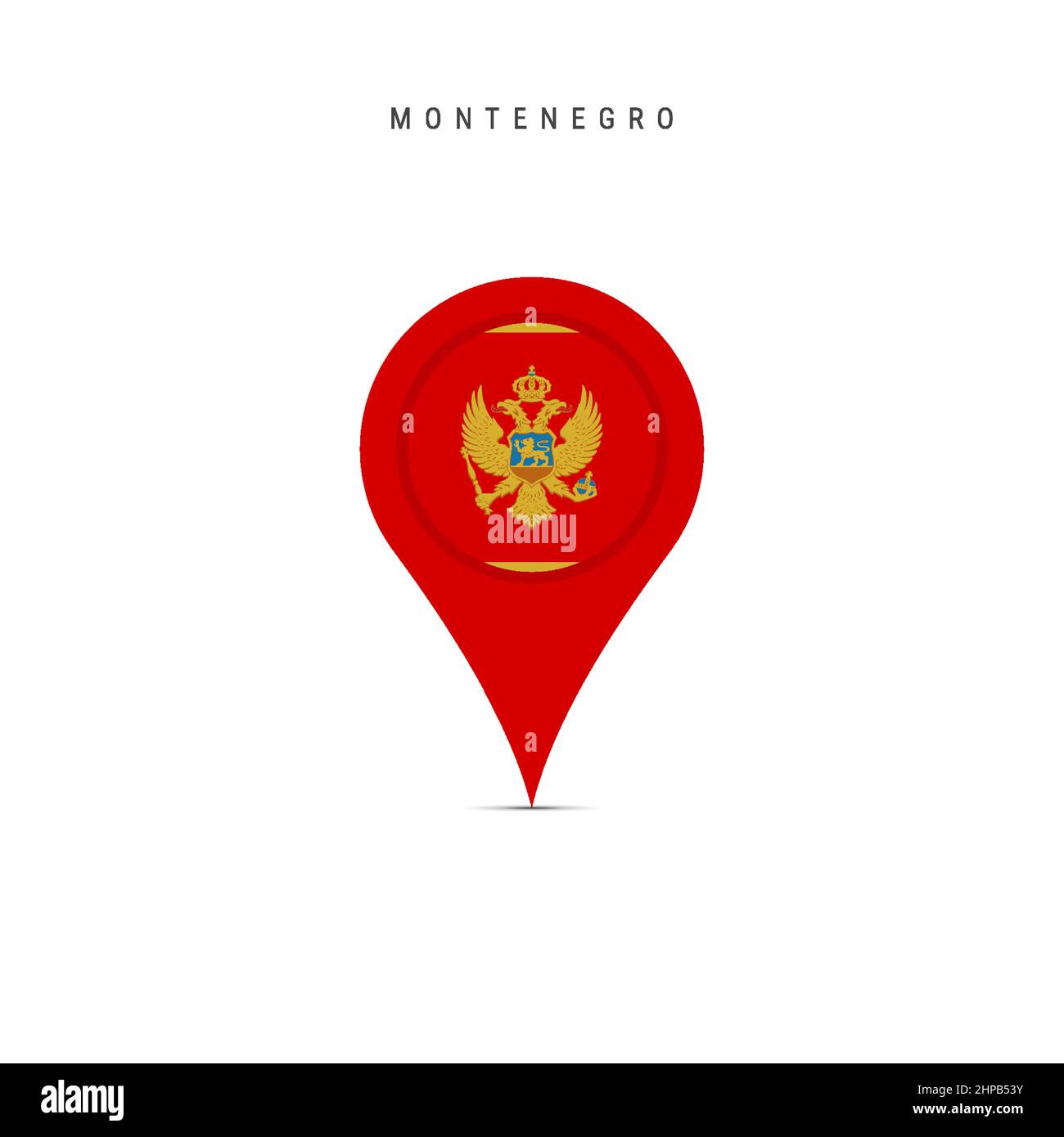 Teardrop map marker with flag of Montenegro. Montenegrin flag inserted ...