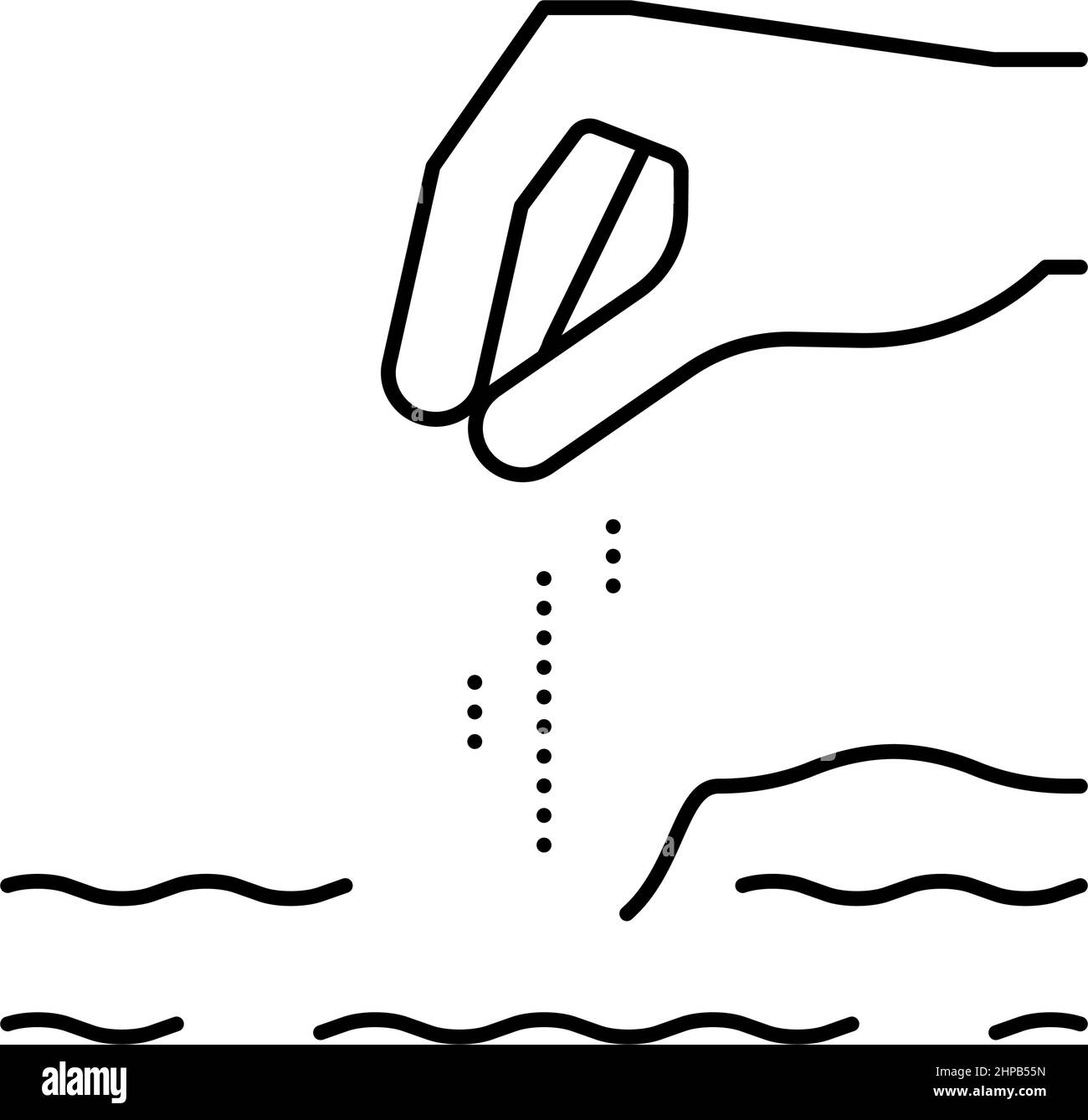 hand sowing seeds in ground line icon vector illustration Stock Vector ...