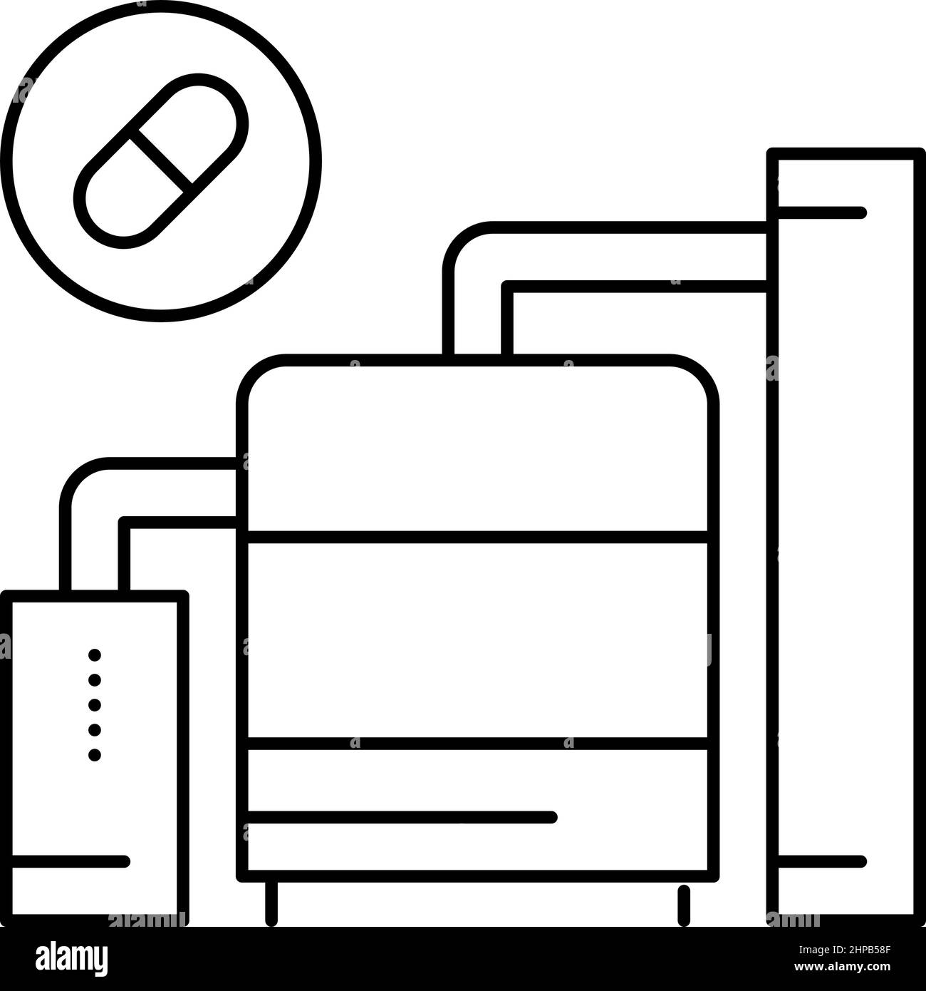 medicine manufacturing machine line icon vector illustration Stock ...