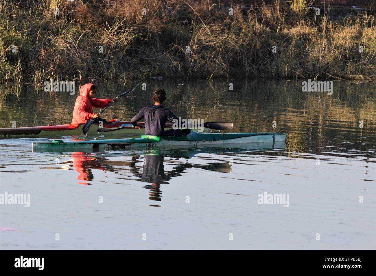 Boat rowing training session Stock Photo - Alamy