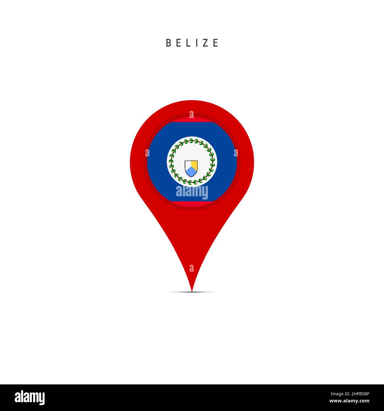Teardrop map marker with flag of Belize. Belizean flag inserted in the location map pin. Flat ...