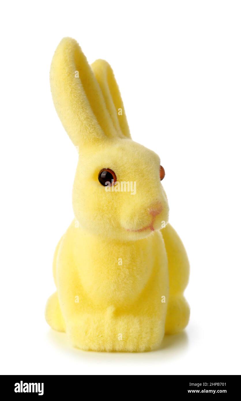Yellow Easter bunny on white background Stock Photo - Alamy