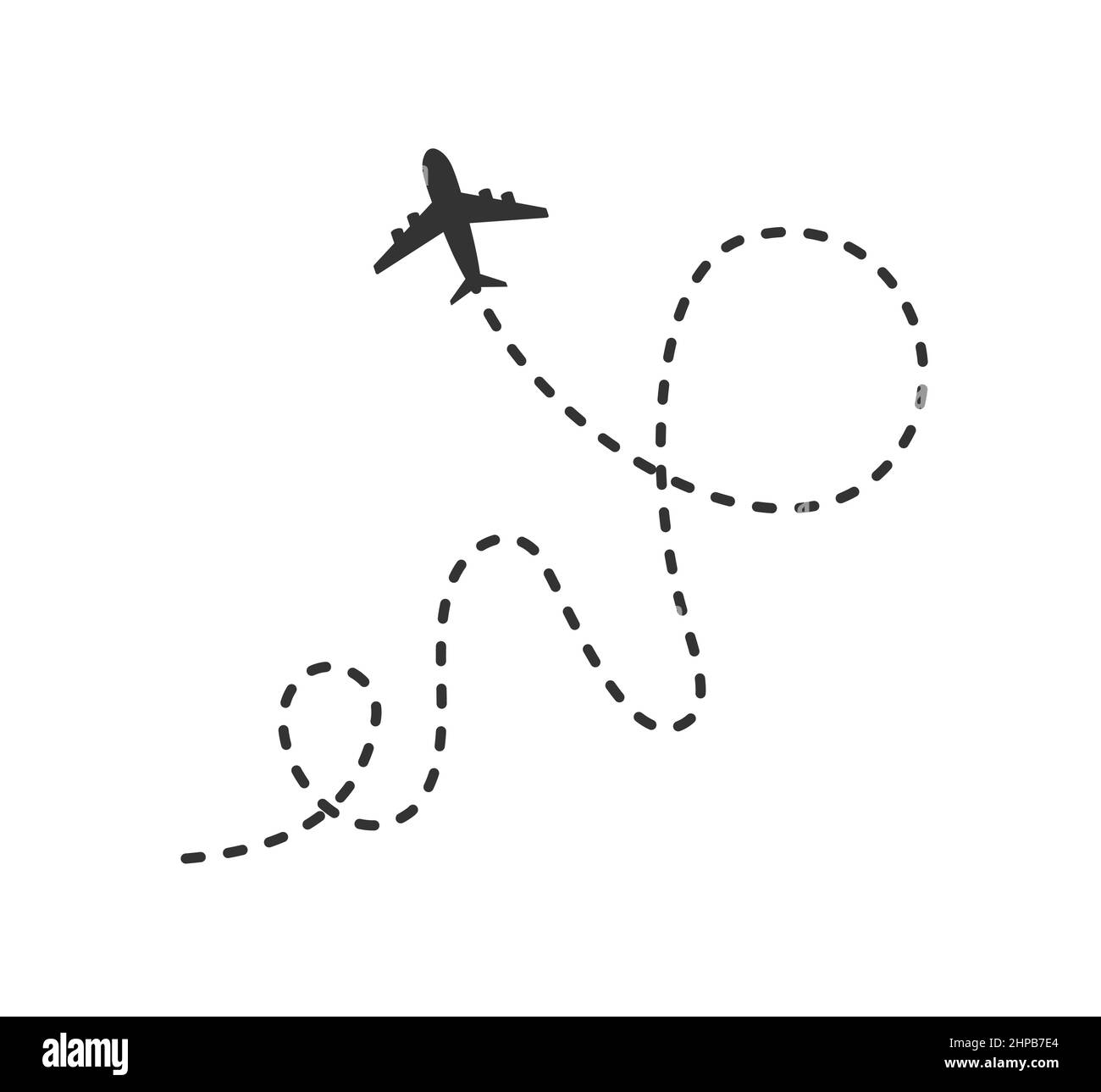 Airplane dotted path vector illustration isolated on whute background ...