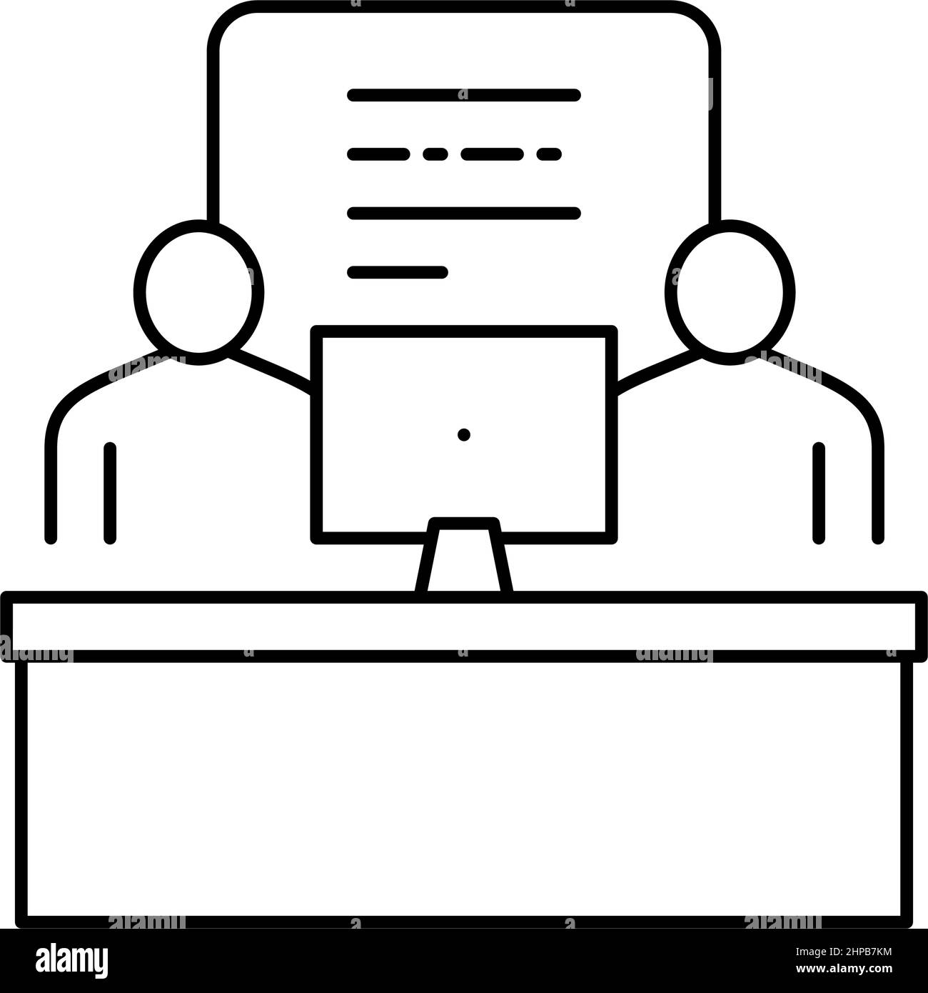 people chatting computer messager line icon vector illustration Stock ...