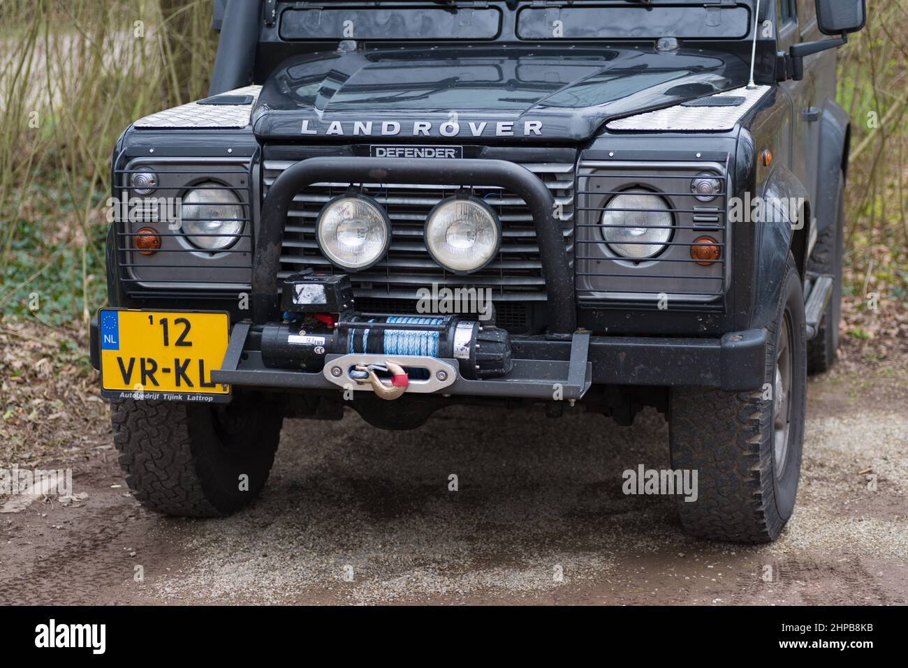 DENEKAMP, NETHERLANDS - MARCH 8, 2020: Front of a 4x4 landrover ...