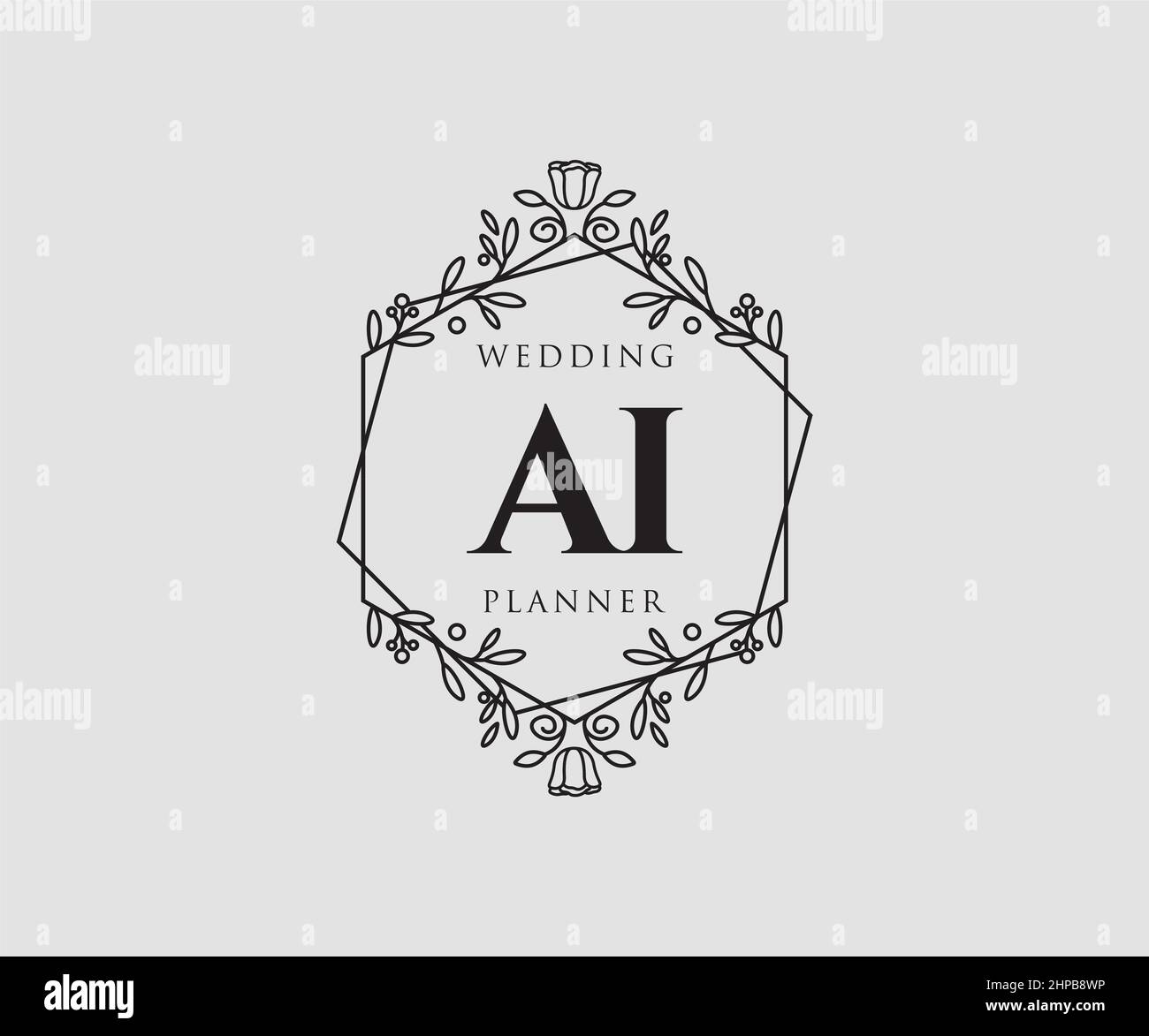 AI Initials letter Wedding monogram logos collection, hand drawn modern ...