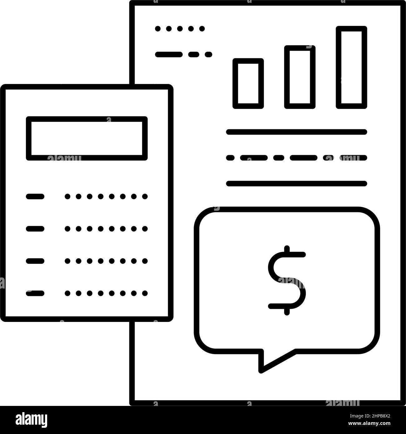 calculator counting investment report line icon vector isolated ...