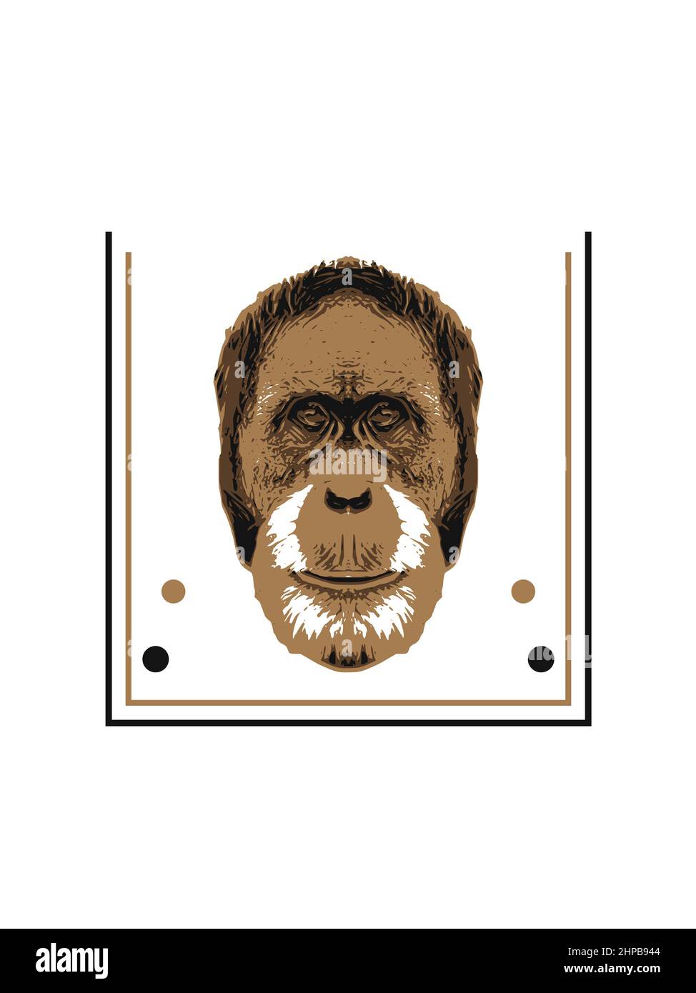 Monkey head and geometric lines, 3D rendering, illustration for use as ...