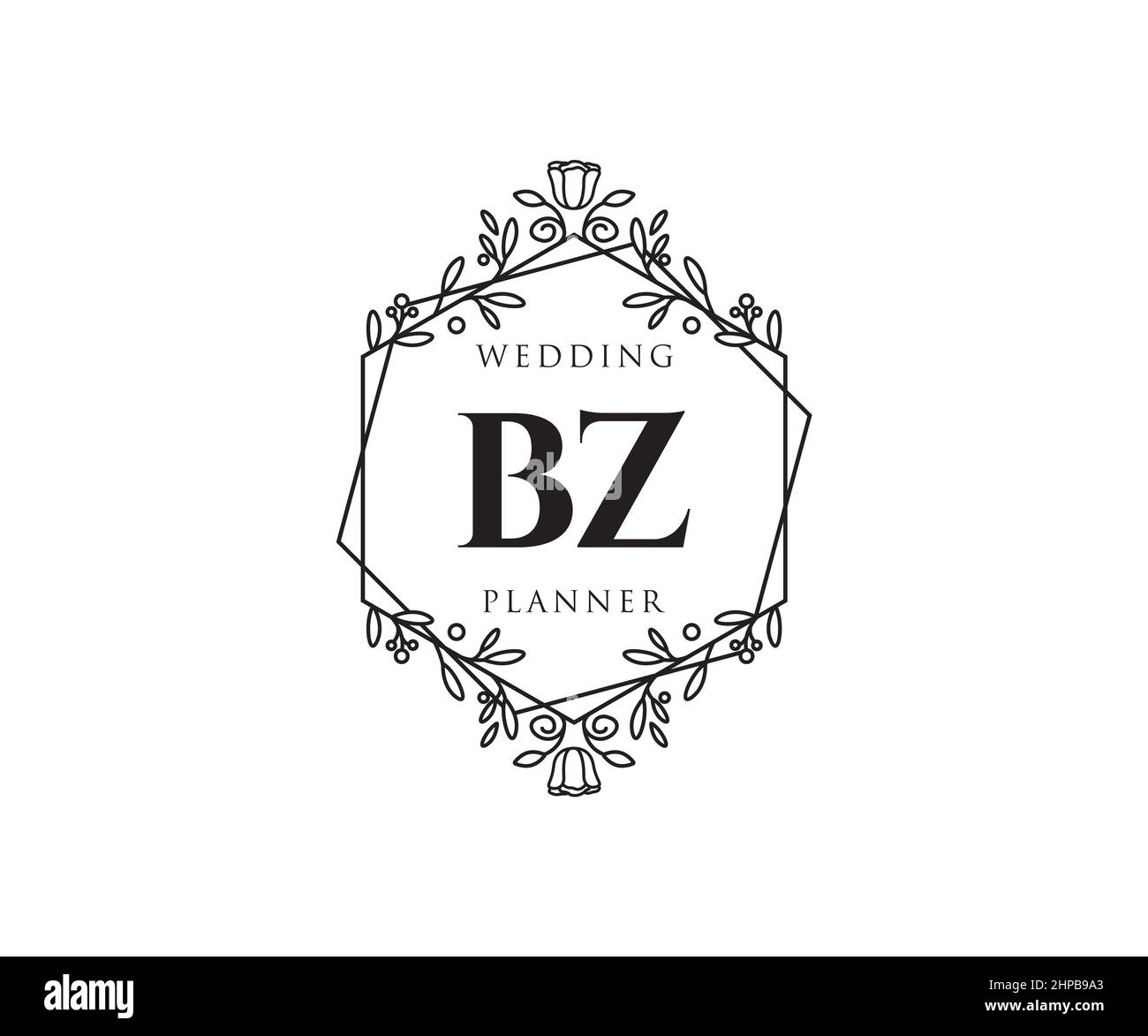 BZ Initials letter Wedding monogram logos collection, hand drawn modern ...