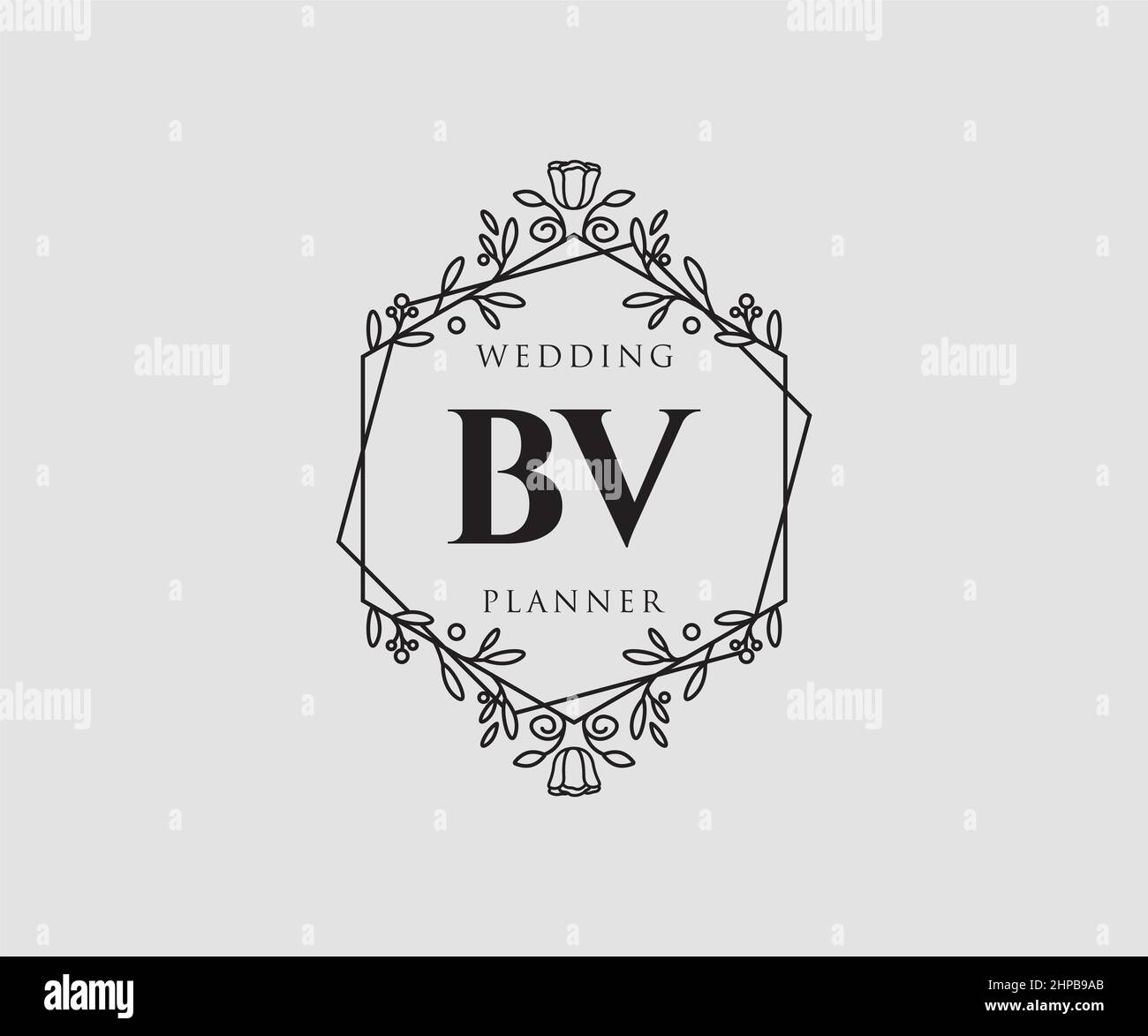 BV Initials letter Wedding monogram logos collection, hand drawn modern ...