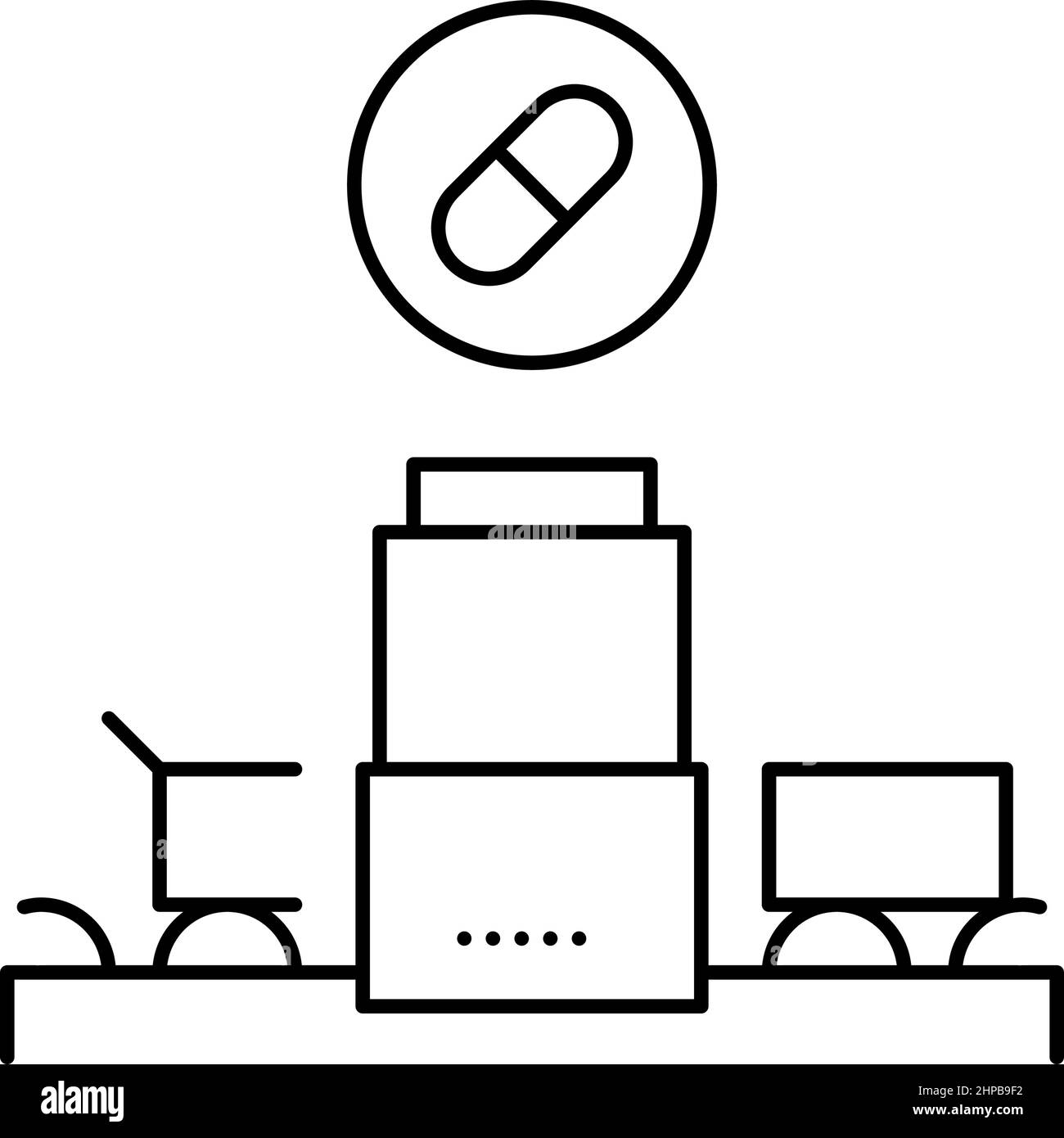 medicine manufacturing plant line icon vector illustration Stock Vector ...