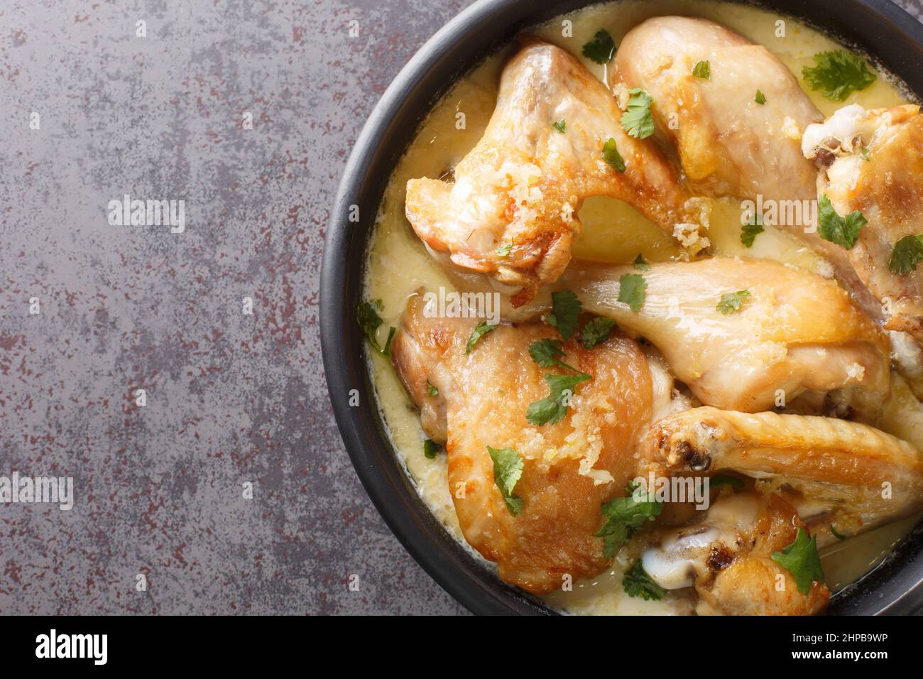 Shkmeruli is a traditional Caucasian Georgian dish of chicken in garlic ...