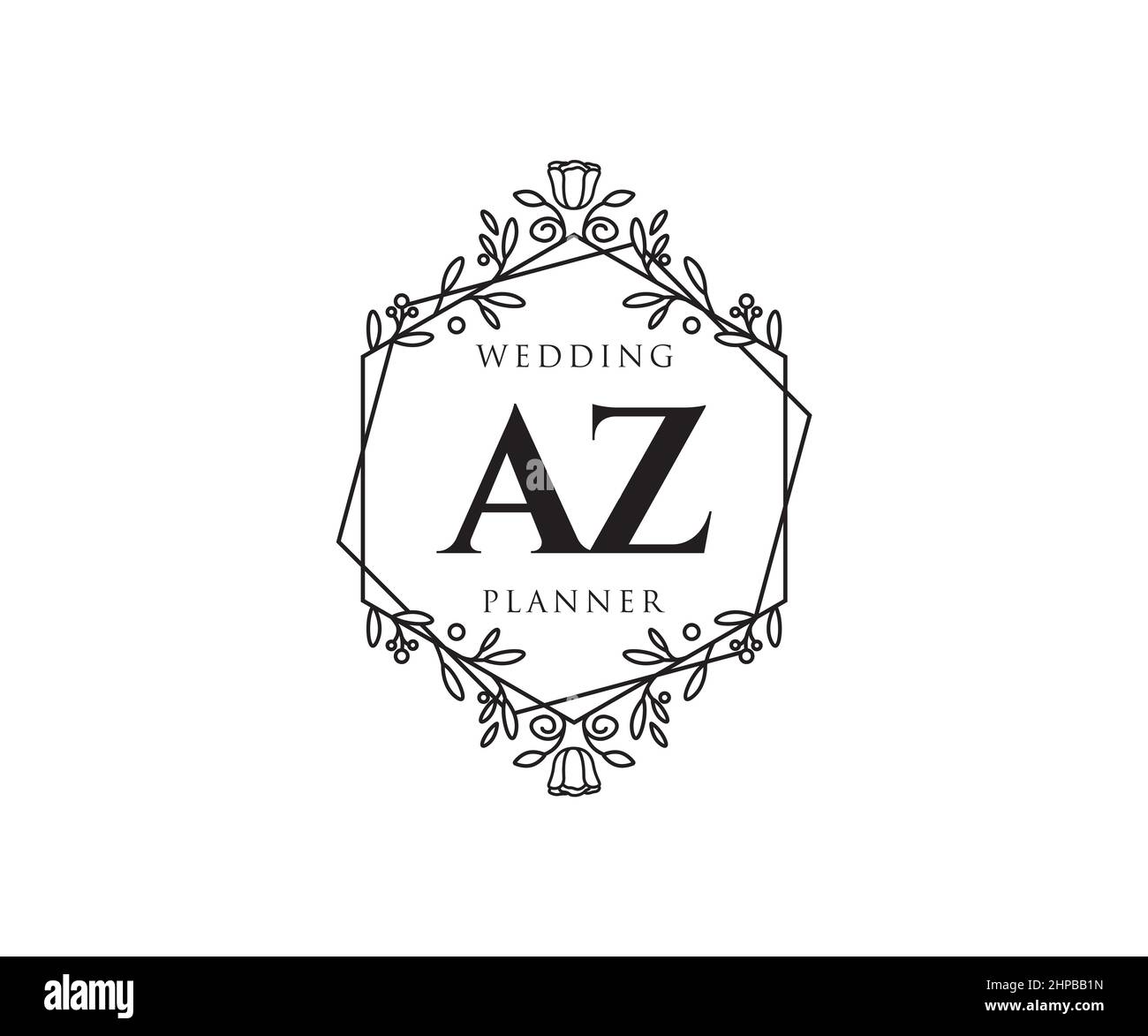 AZ Initials letter Wedding monogram logos collection, hand drawn modern ...