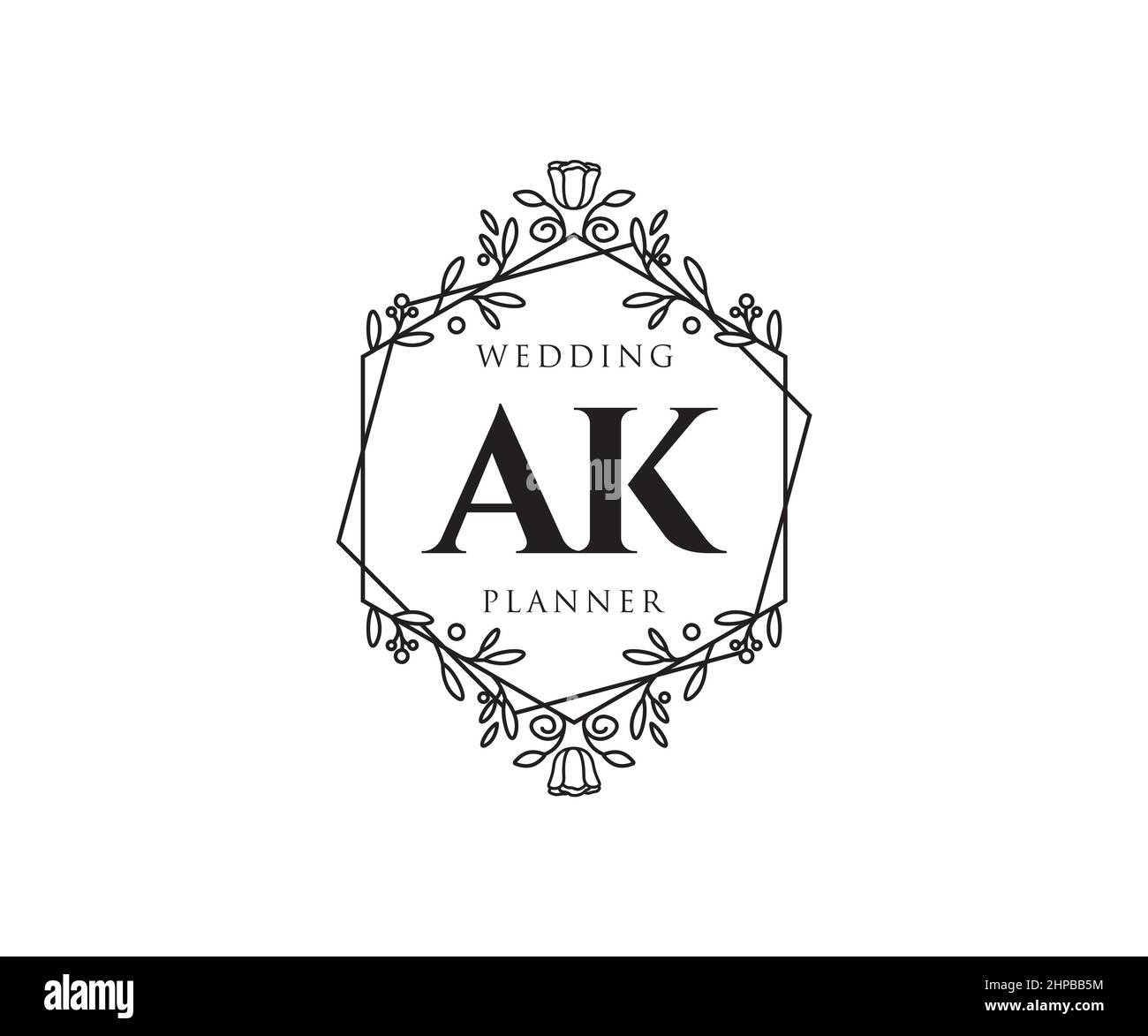 AK Initials letter Wedding monogram logos collection, hand drawn modern ...
