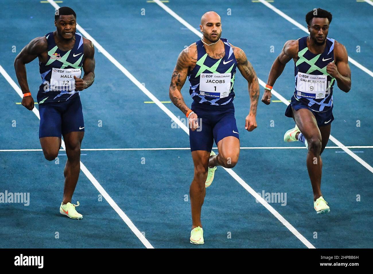 Elijah HALL of United States, Marcell JACOBS of Italia and Cravont ...