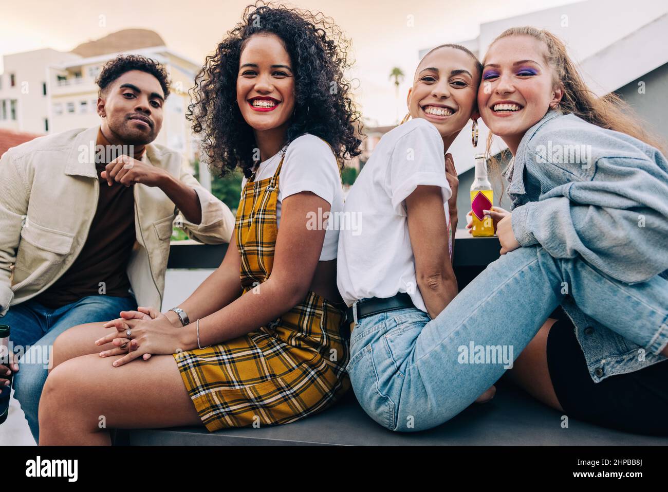 Happy group friends together on hi-res stock photography and images - Alamy