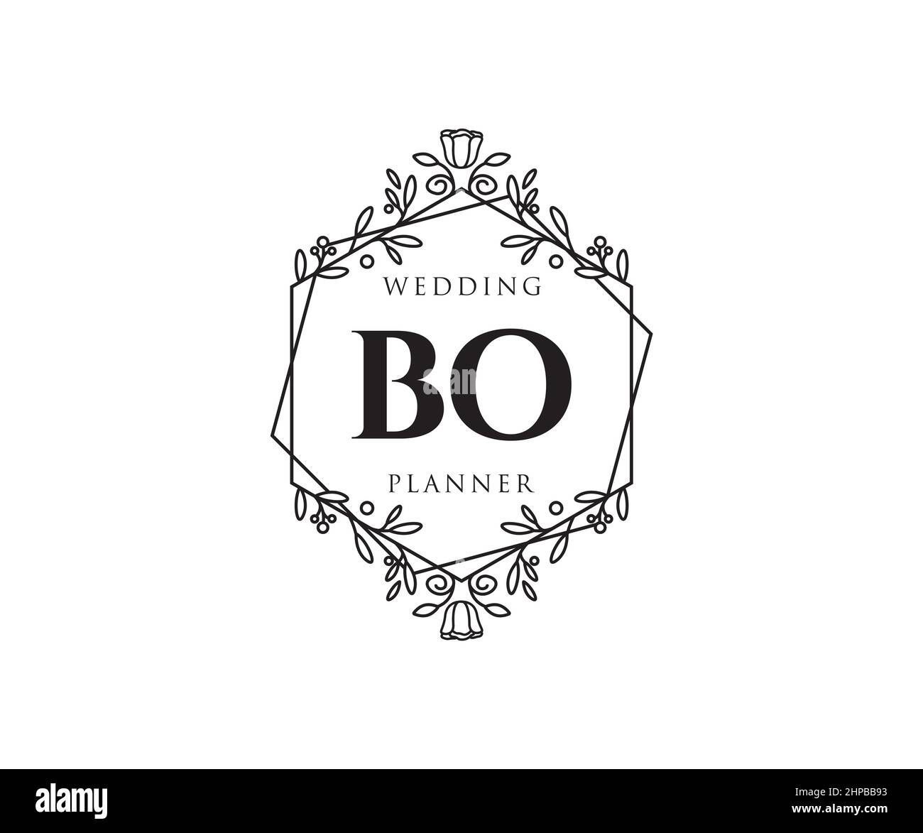 BO Initials letter Wedding monogram logos collection, hand drawn modern ...