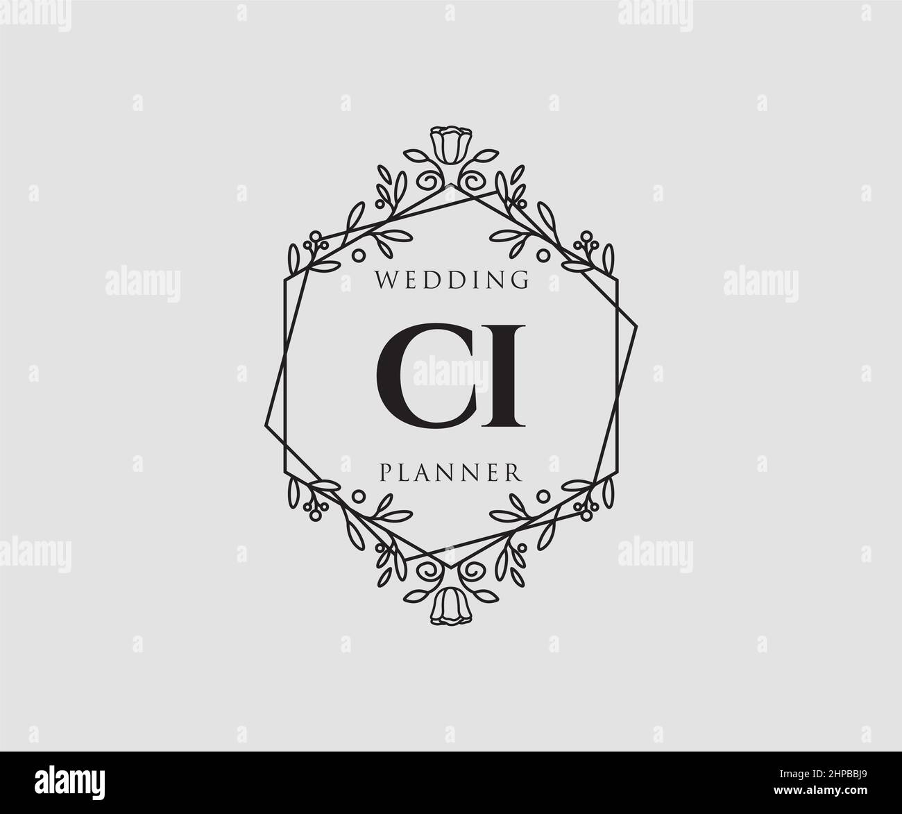 CI Initials letter Wedding monogram logos collection, hand drawn modern ...