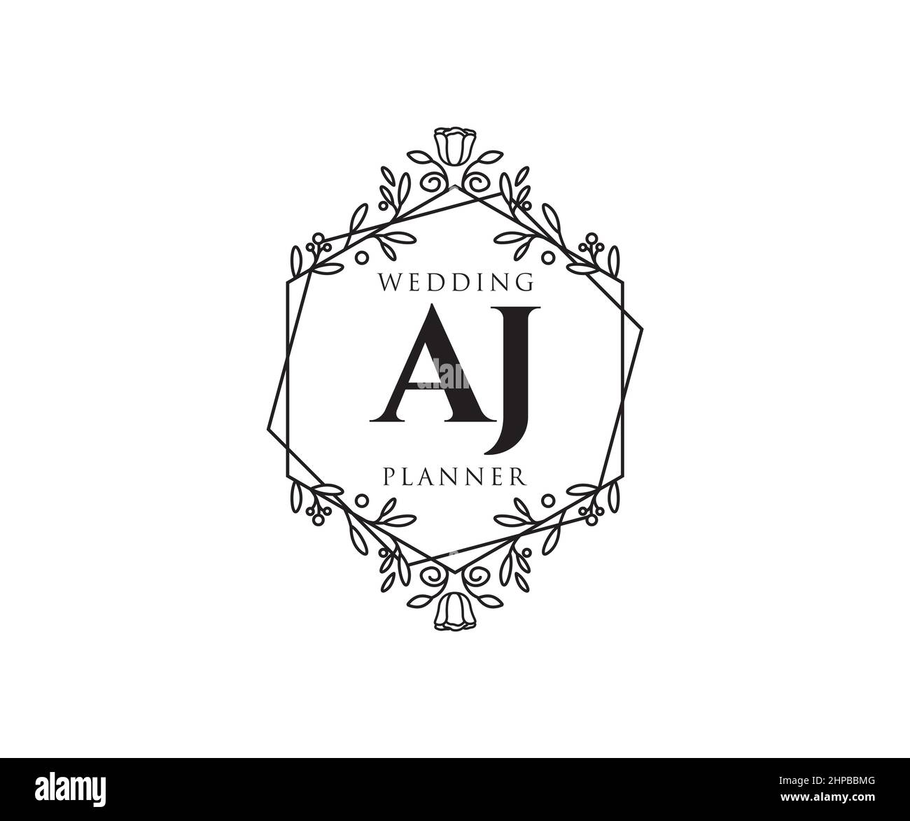 AJ Initials letter Wedding monogram logos collection, hand drawn modern ...