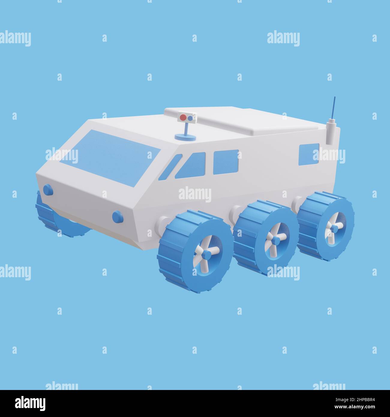 Mars rover isolated on blue background. 3D render Stock Photo - Alamy