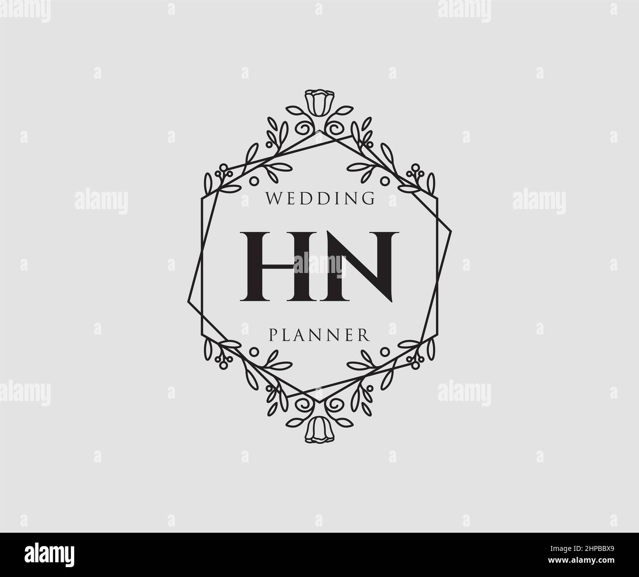 HN Initials letter Wedding monogram logos collection, hand drawn modern ...