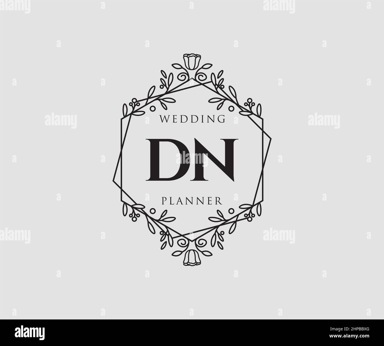 DN Initials letter Wedding monogram logos collection, hand drawn modern ...