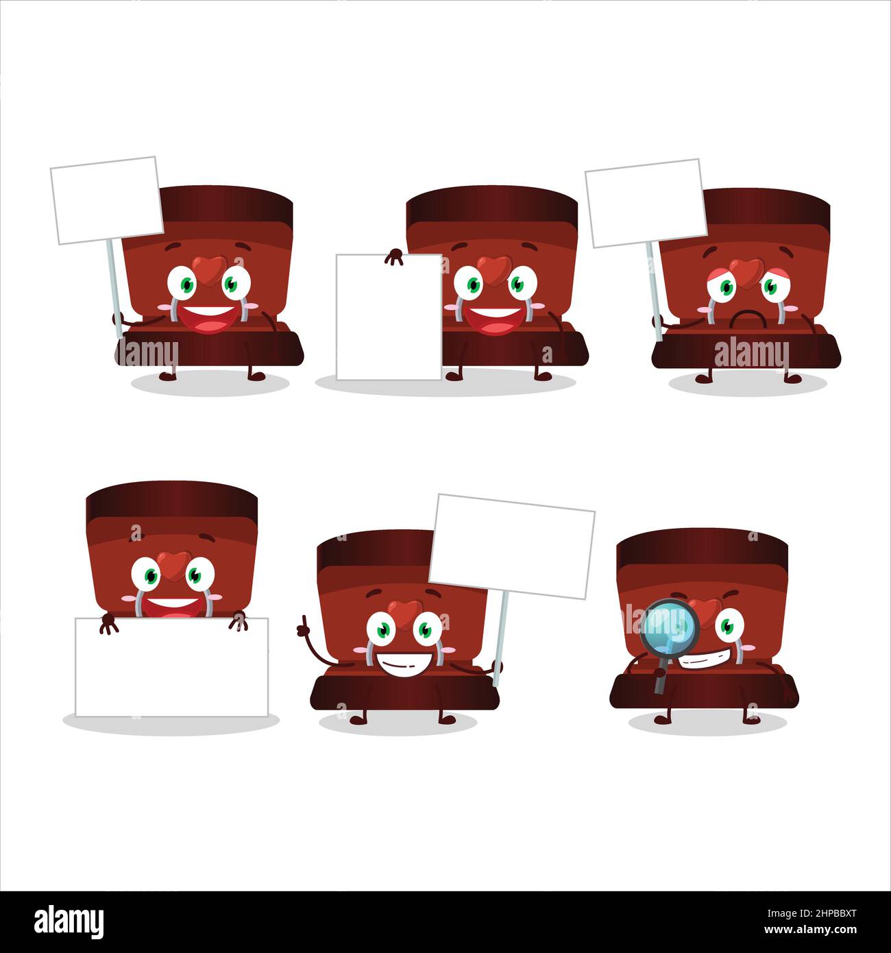 Red ring box cartoon character bring information board. Vector ...