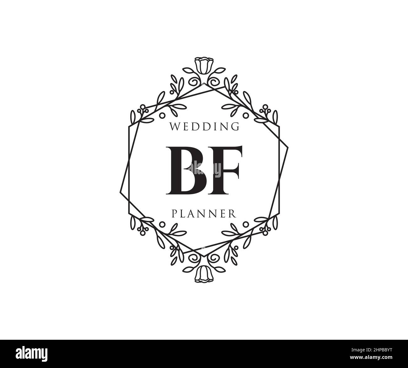 BF Initials letter Wedding monogram logos collection, hand drawn modern ...