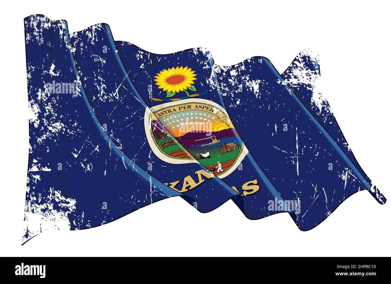 Vector Textured Grunge illustration of a Waving Flag of the State of ...