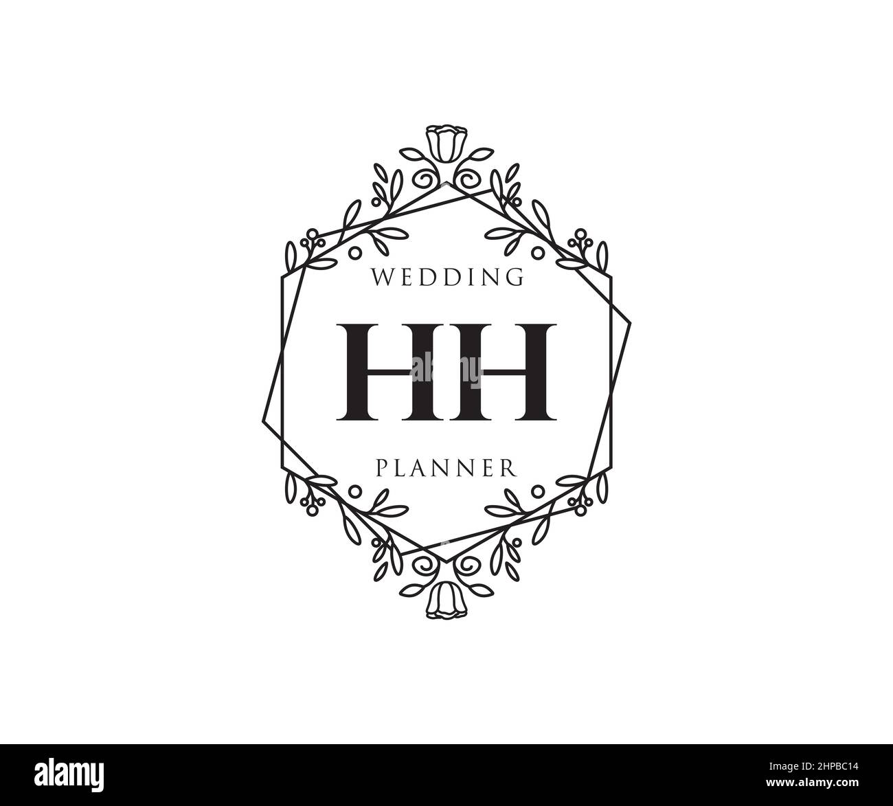 HH Initials letter Wedding monogram logos collection, hand drawn modern ...