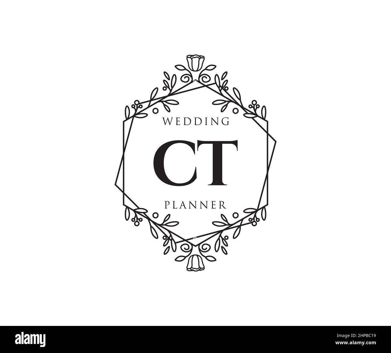 CT Initials letter Wedding monogram logos collection, hand drawn modern ...