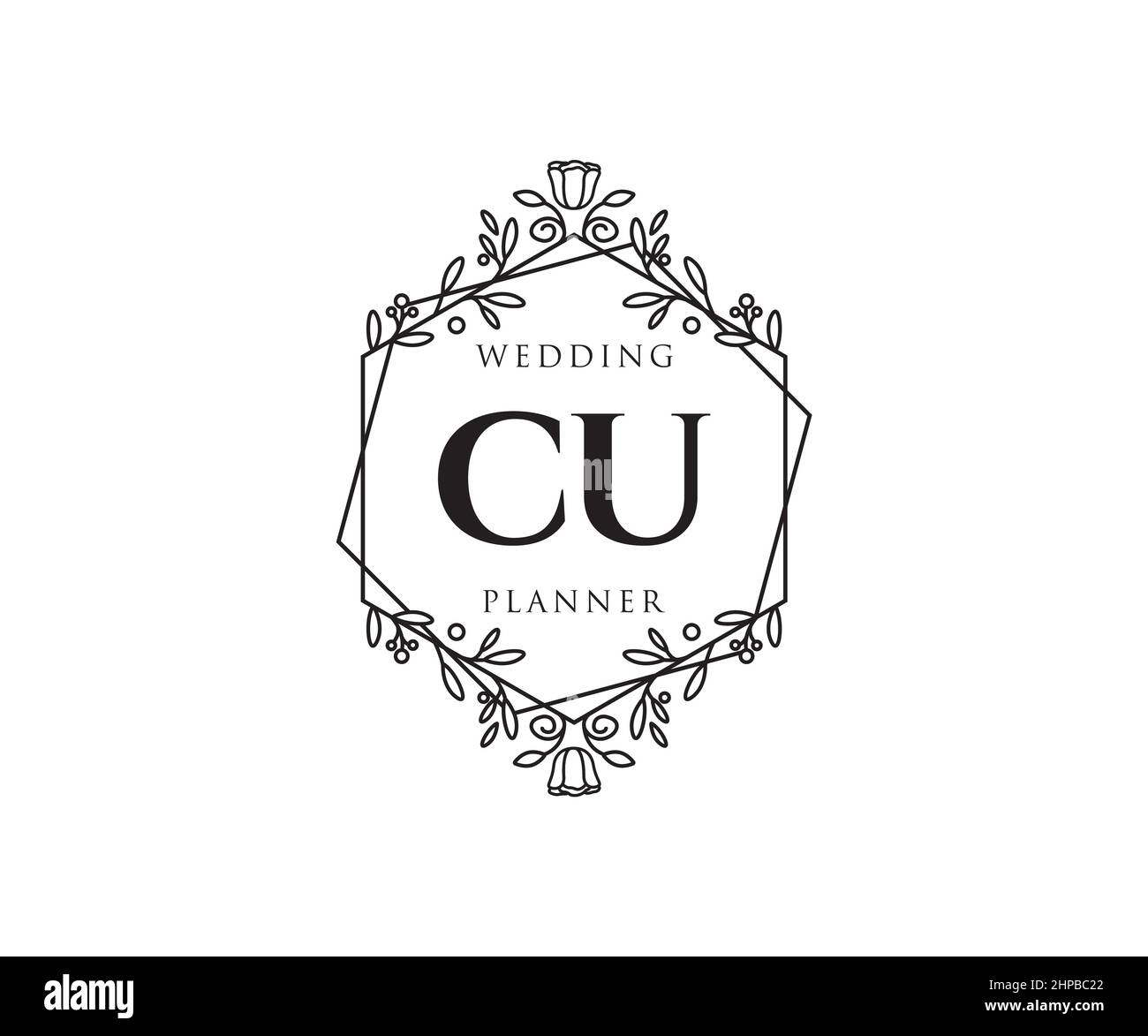 CU Initials letter Wedding monogram logos collection, hand drawn modern ...