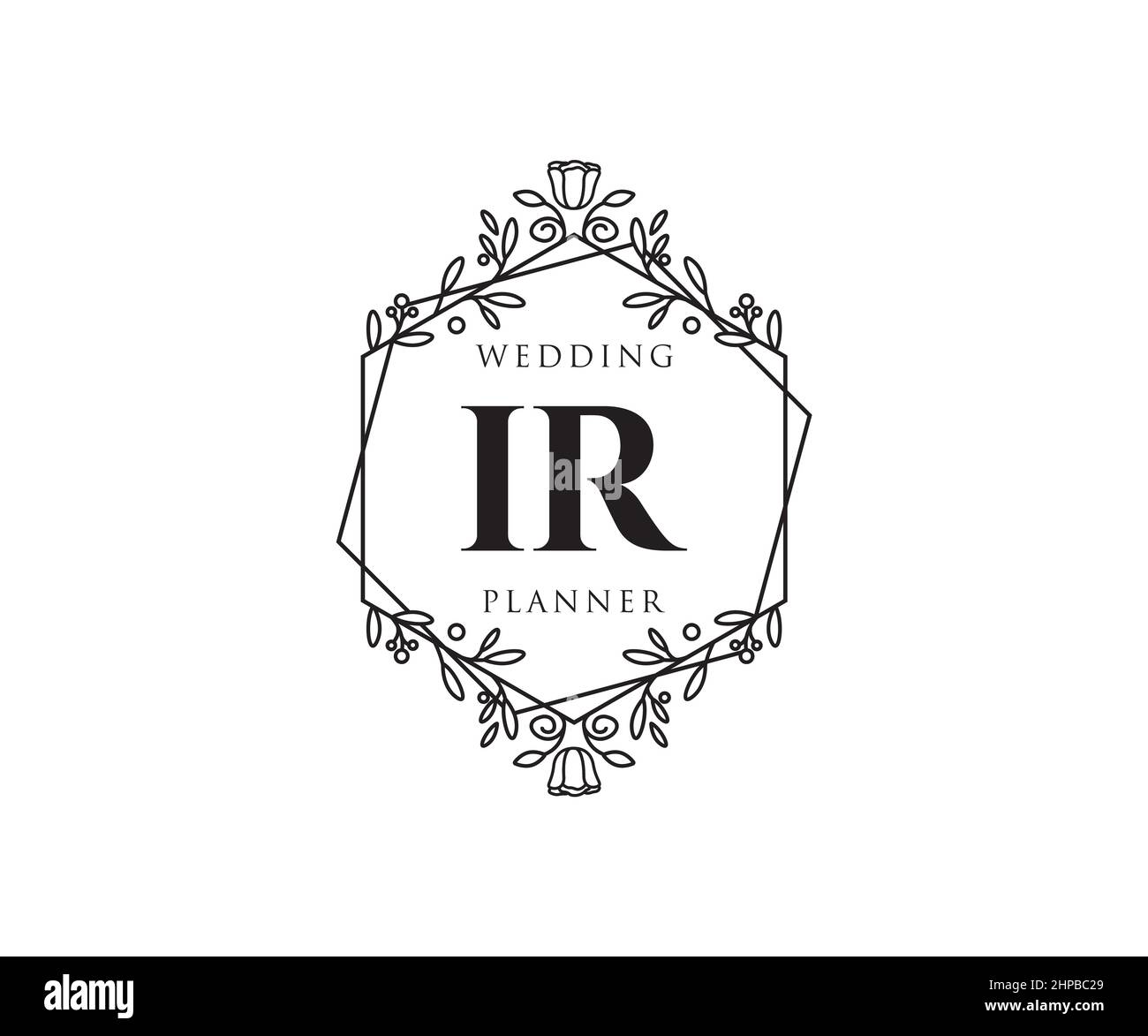 IR Initials letter Wedding monogram logos collection, hand drawn modern ...