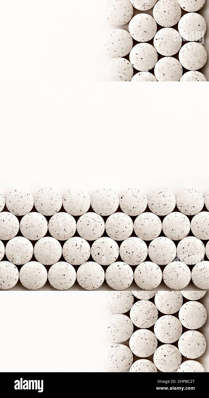 white pills composition with copy space. pills on white background ...