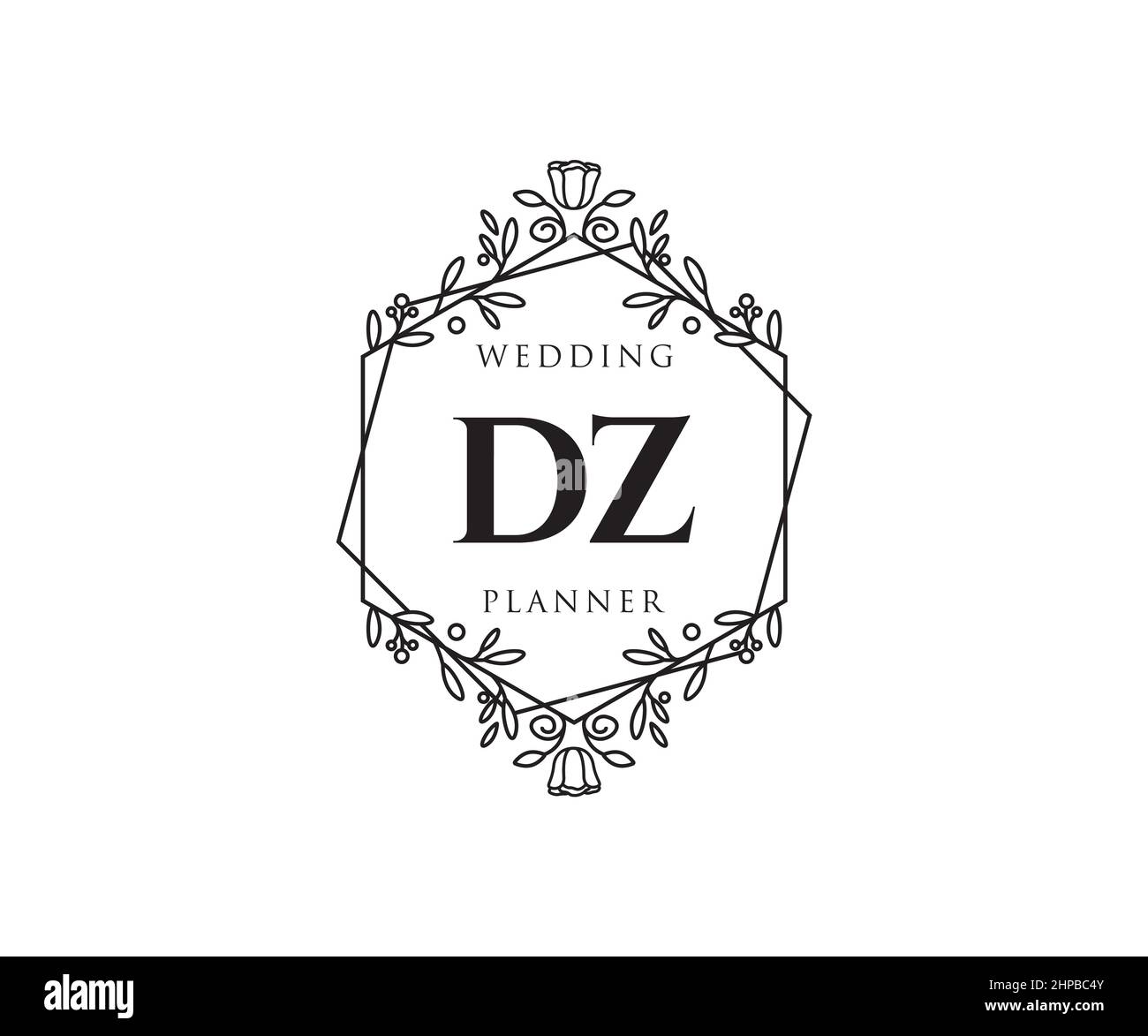 DZ Initials letter Wedding monogram logos collection, hand drawn modern ...