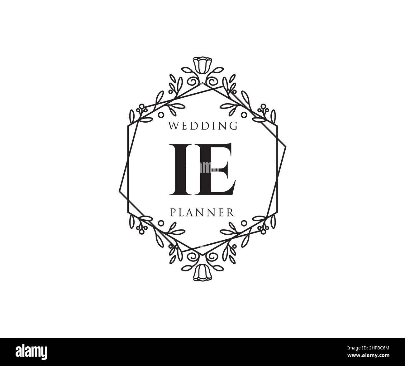 IE Initials letter Wedding monogram logos collection, hand drawn modern ...
